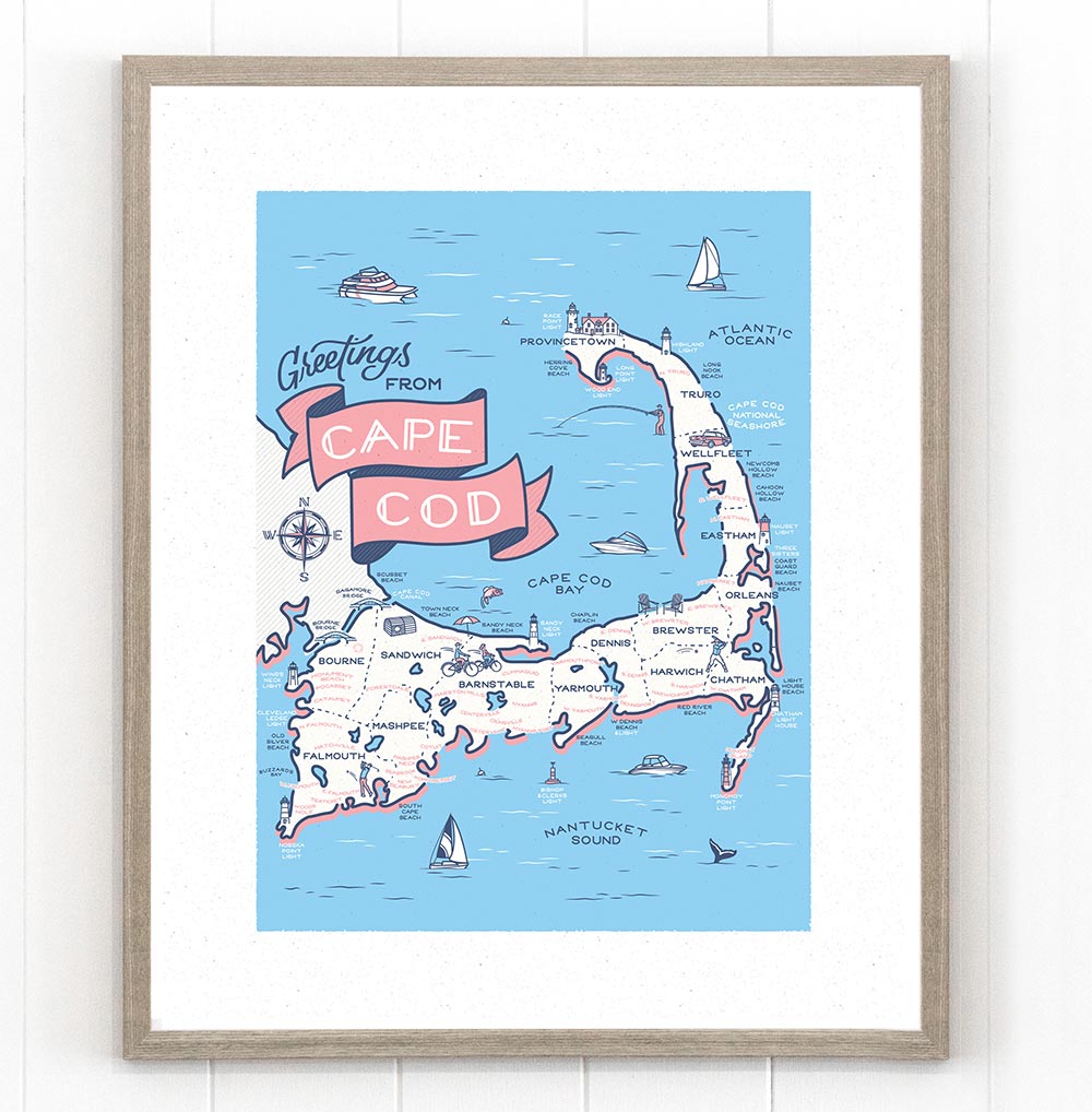 Cape Cod Map Art Print – STERNLINES